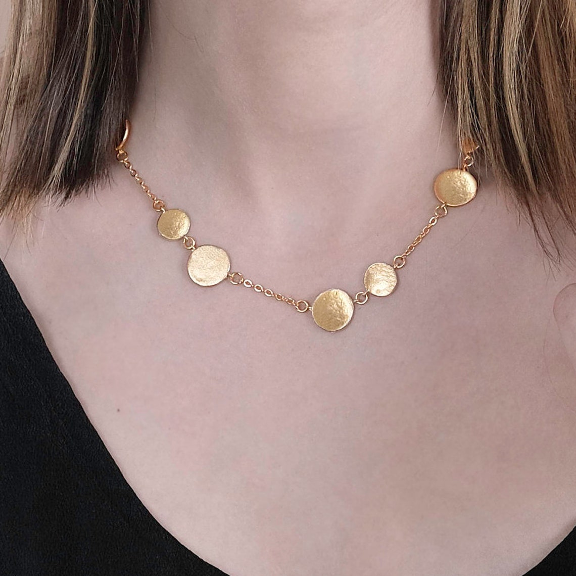Gold Dot Delicate Necklace, Gold Short Necklace, Gold Dot Necklace ...