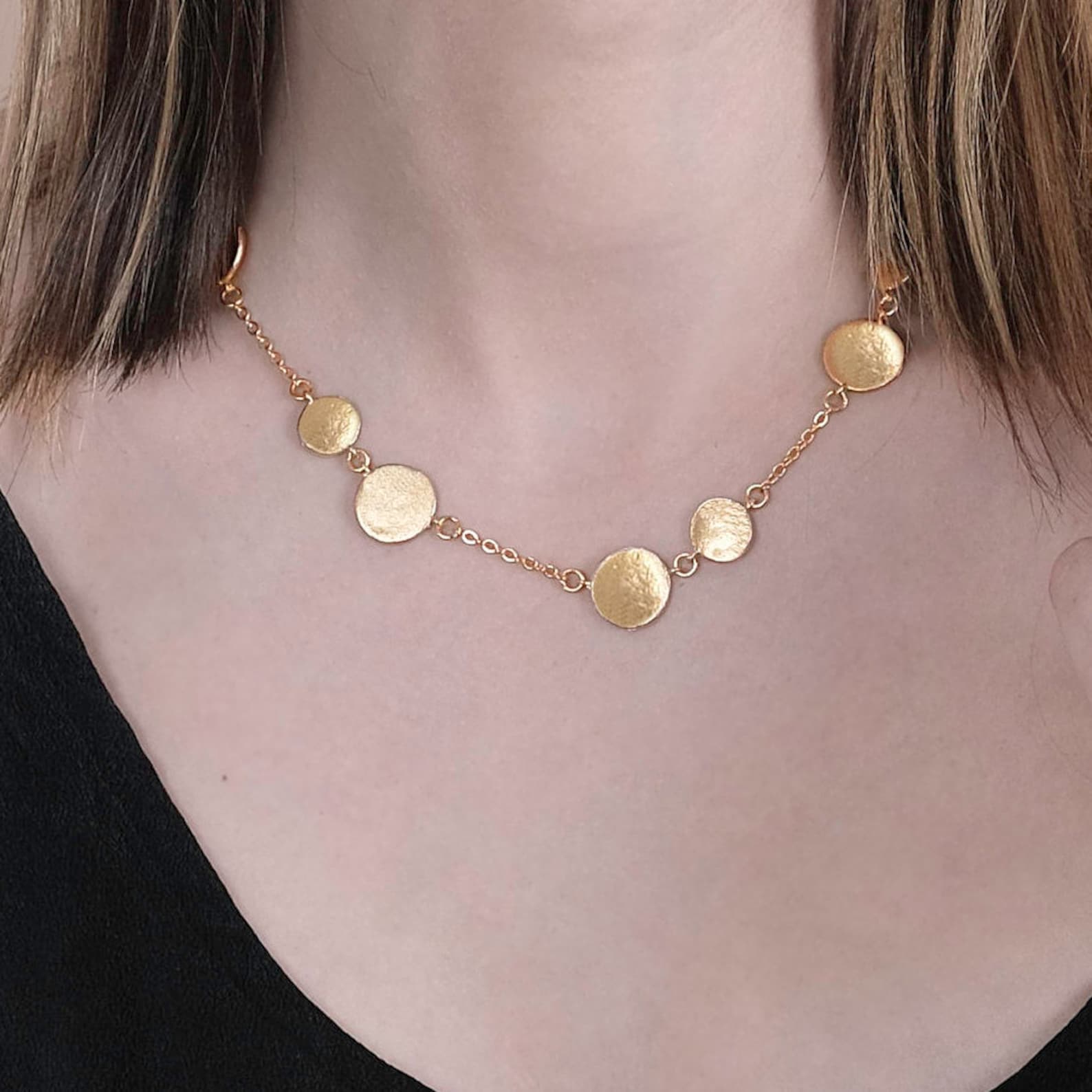 Gold Dot Delicate Necklace Gold Short Necklace Gold Dot - Etsy