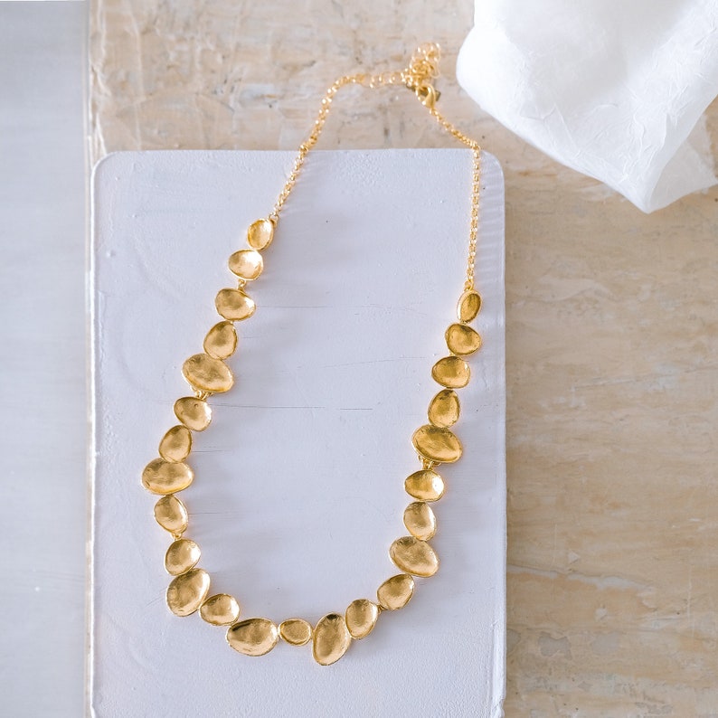 Statement Gold Short Necklace, Delicate Gold Necklace, Gold Shell ...