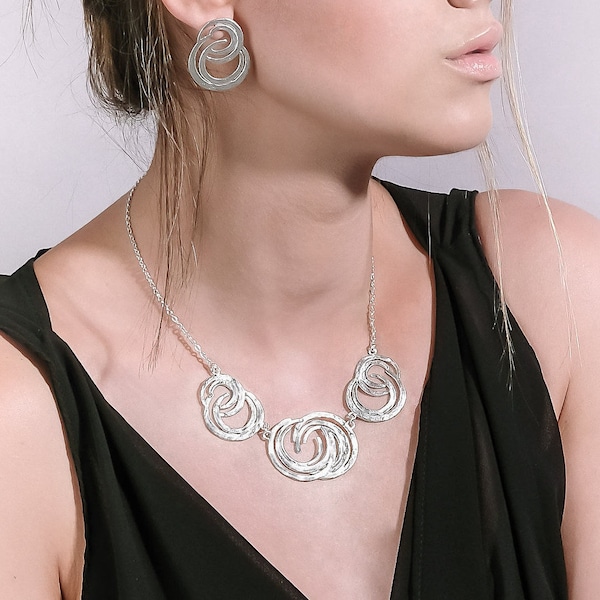 Silver Bib Necklace - Etsy