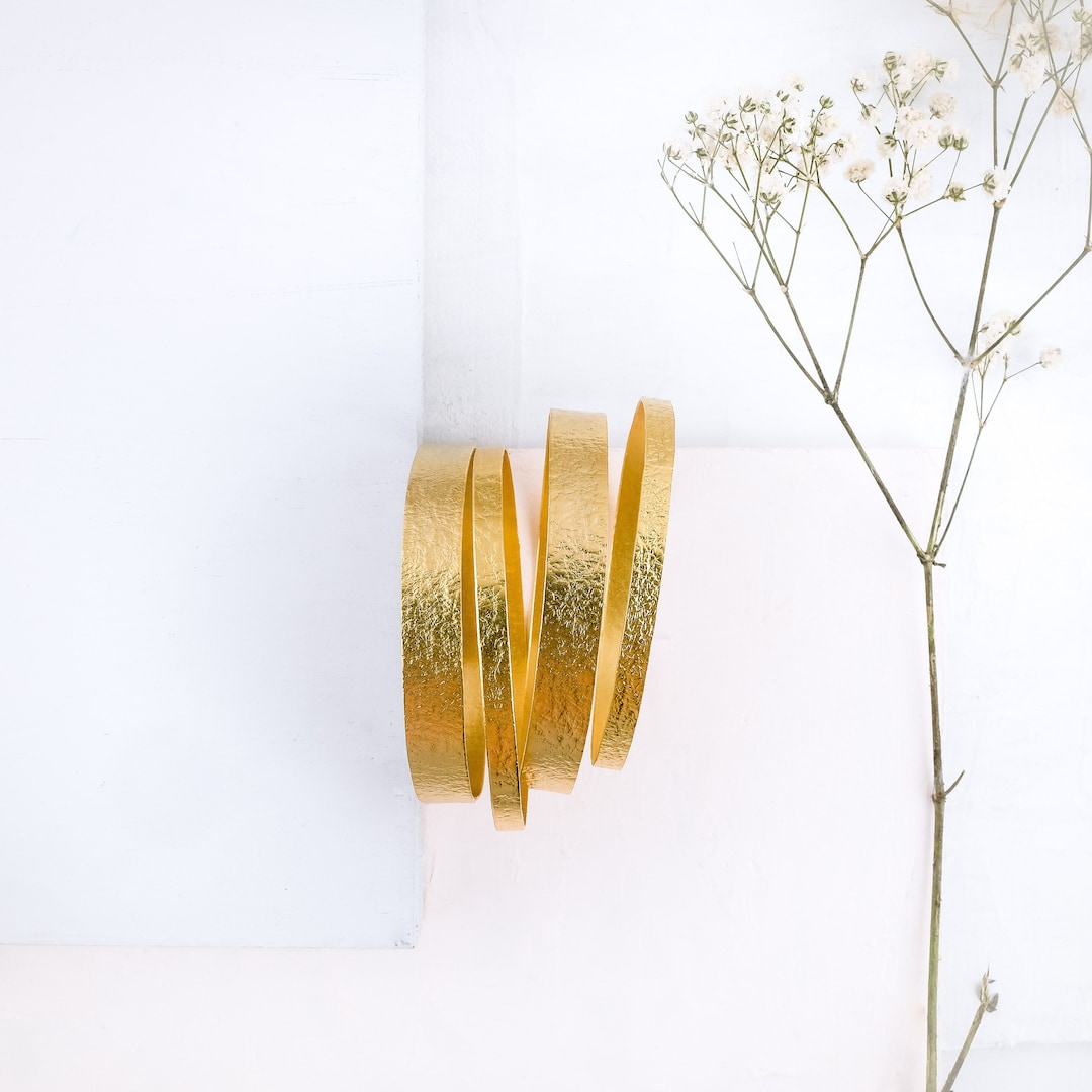 Textured Gold Bangle Set, Thin Gold Bangle Set, Textured Stacking ...