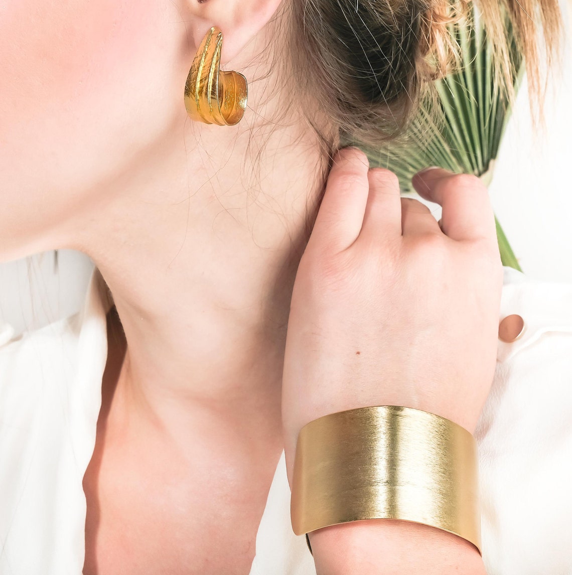 Wide Minimal Gold Cuff Bracelet, Wide Textured Adjustable Cuff, Golden ...
