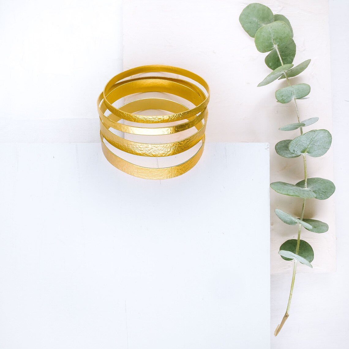 Textured Gold Bangle Set Thin Gold Bangle Set Textured - Etsy