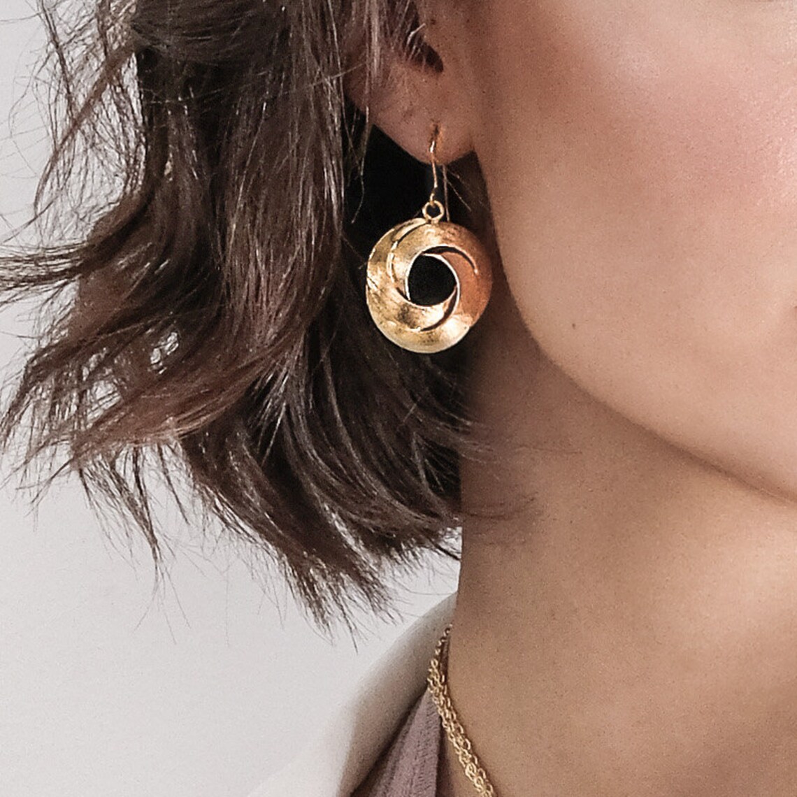 Gold Stud Earring Large Stud Earring Round Earring Round - Etsy
