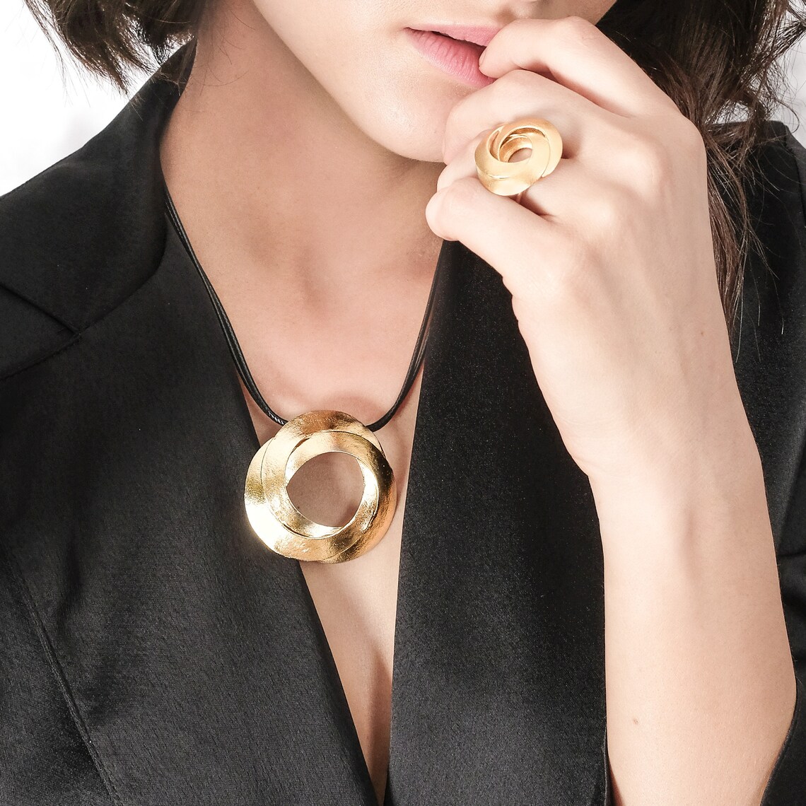 Adjustable Gold Ring Gold Circles Ring Gold Statement Ring - Etsy