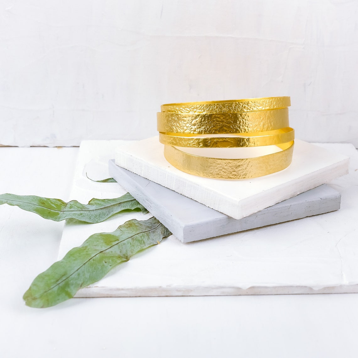 Textured Gold Bangle Set Thin Gold Bangle Set Textured - Etsy
