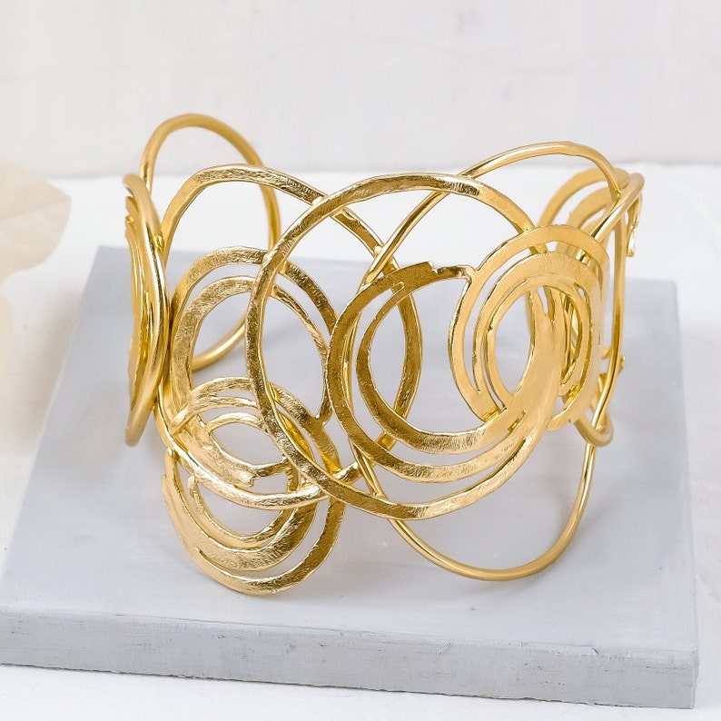 Statement Gold Cuff Bracelet, Gold Statement Cuff, Large Gold Cuff ...
