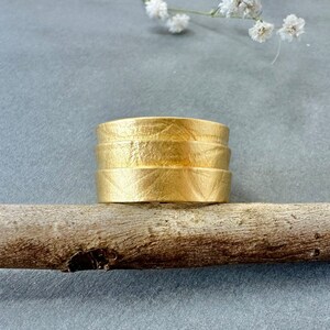 Adjustable Layered Band, Textured Gold Ring, Minimal Adjustable Band ...