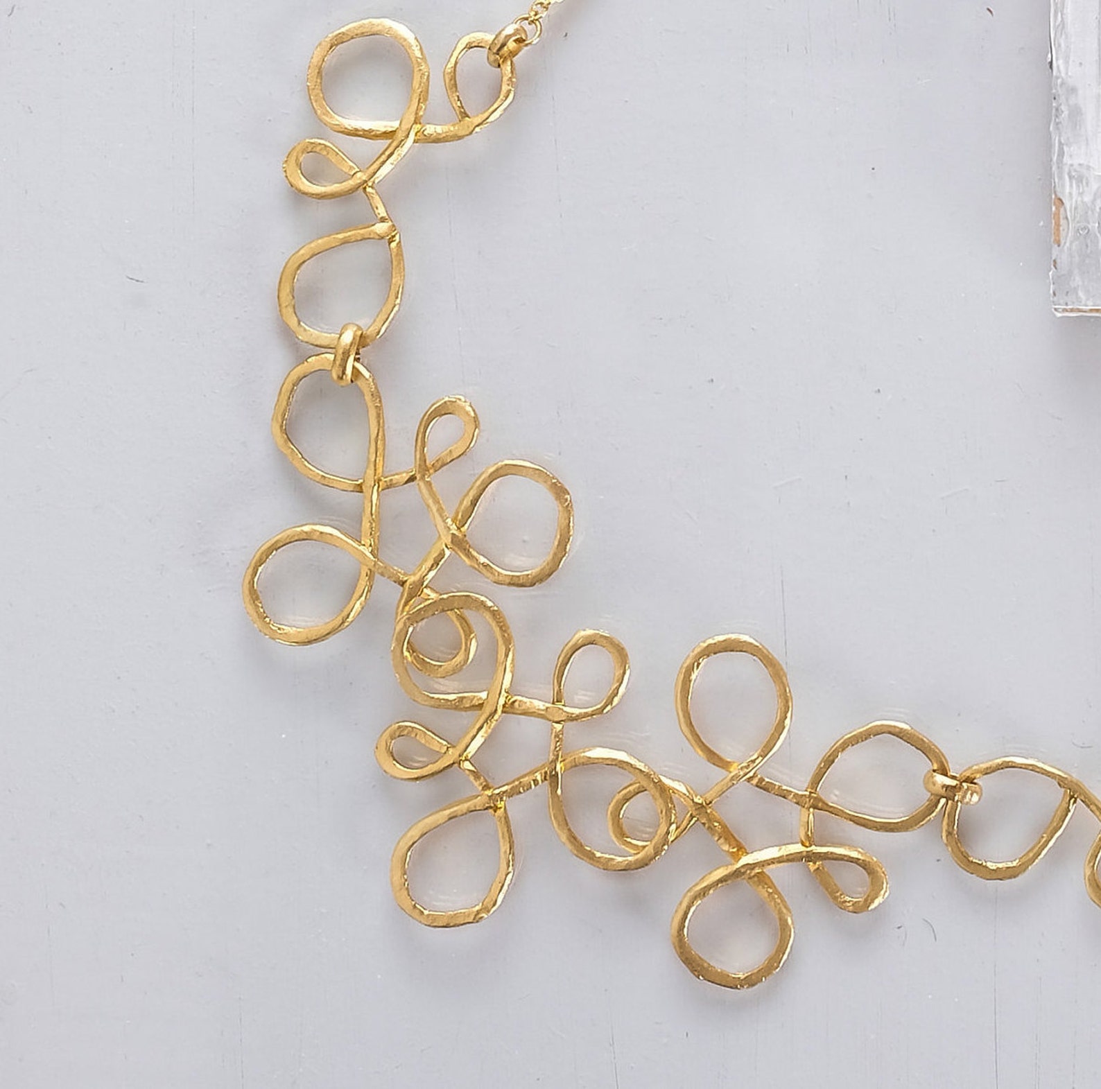 Gold Rope Necklace Gold Wire Necklace Gold Statement | Etsy