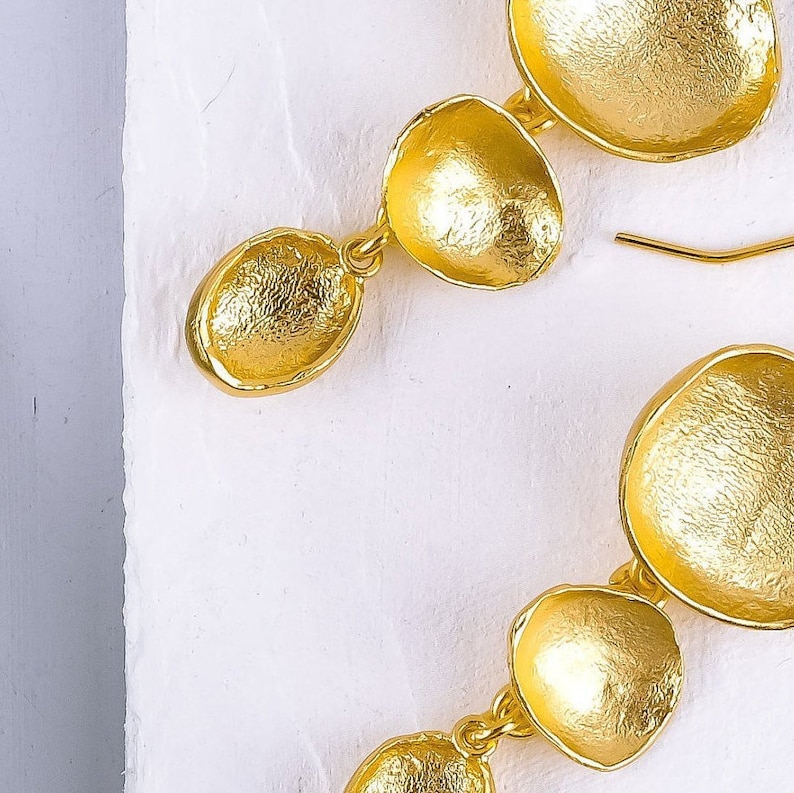 Gold Dangling Earring, Gold Earring, Gold Dangle Earring, Long Gold ...