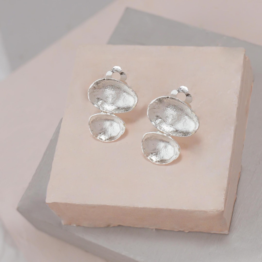 Clip on Silver Earrings, Small Silver Ear Clips, Unique Clip-on ...