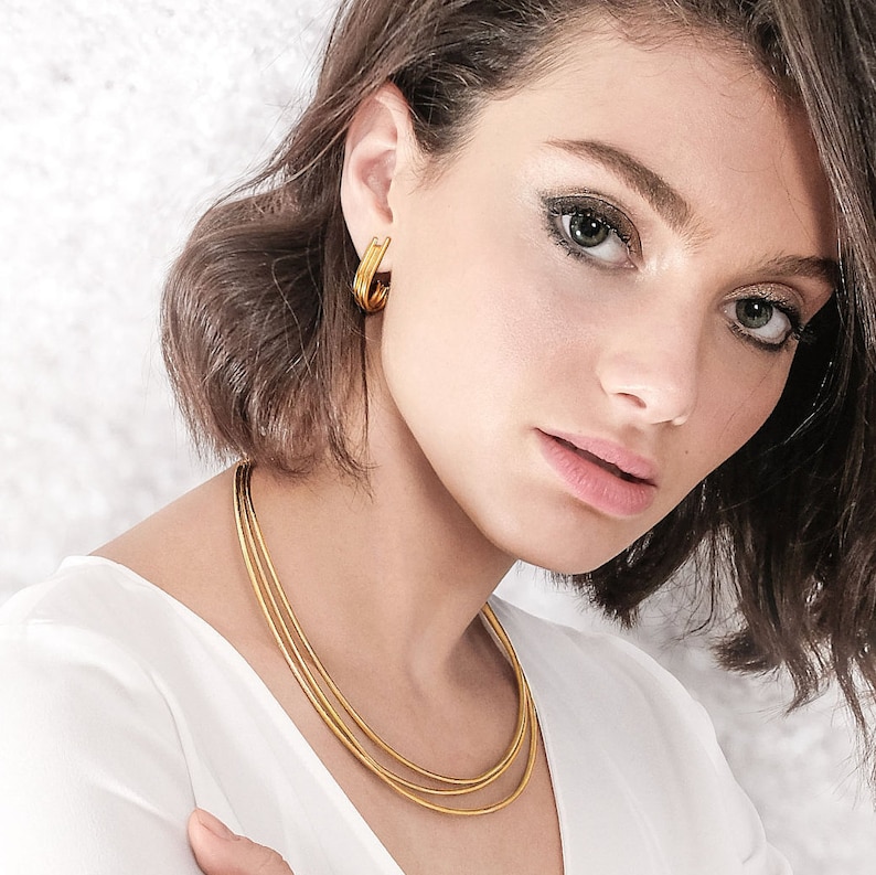 Silver Half Hoop Stud Earrings, Minimalist and Modern Drop Studs ...