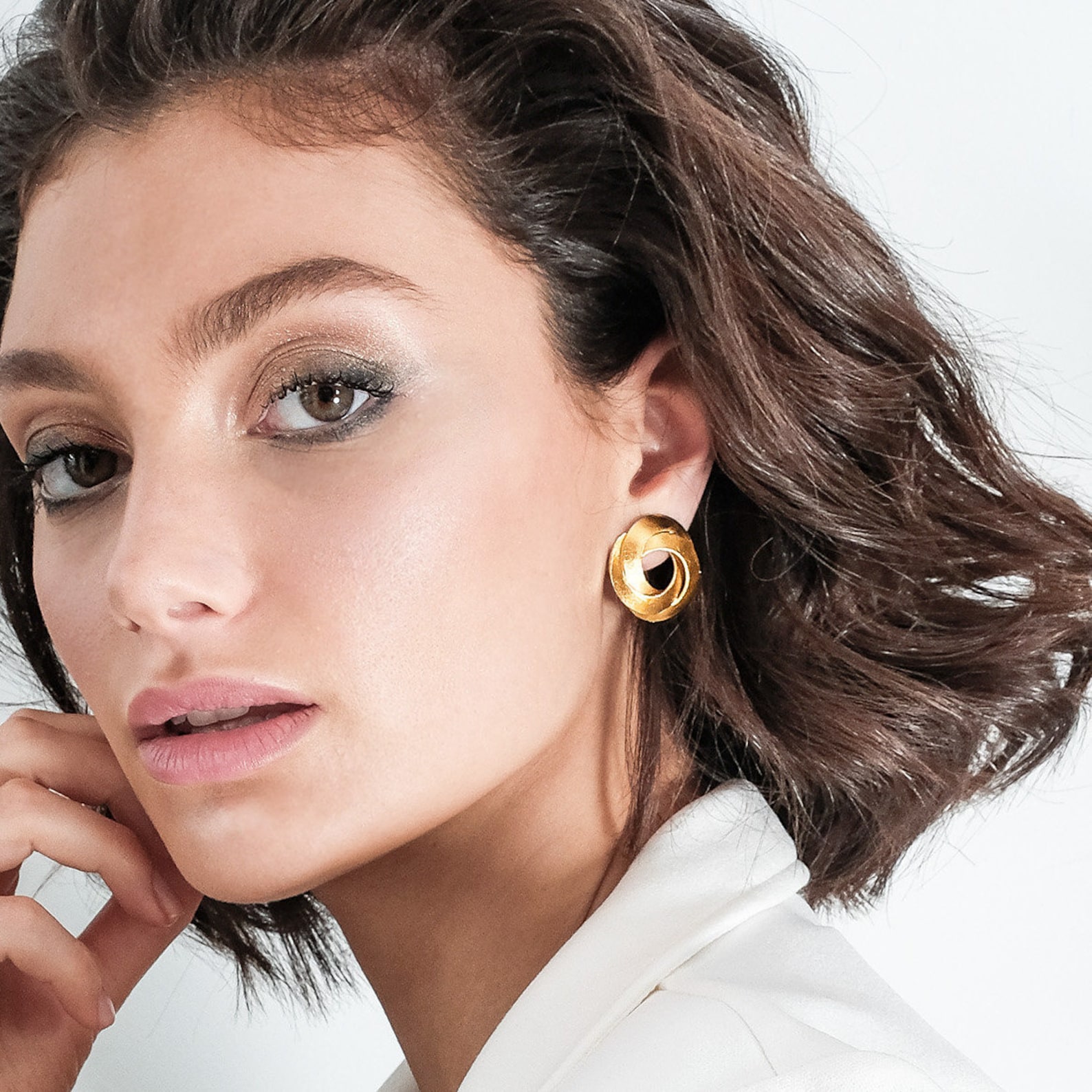 Gold Stud Earring, Large Stud Earring, Round Earring, Round Stud ...