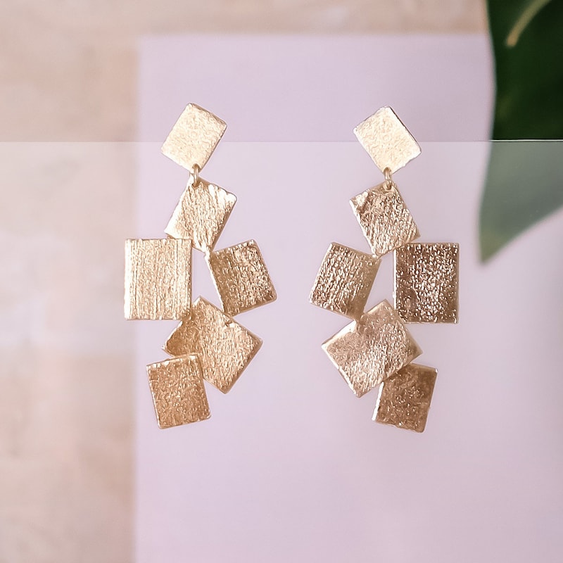 Gold Geometric Earrings - Etsy