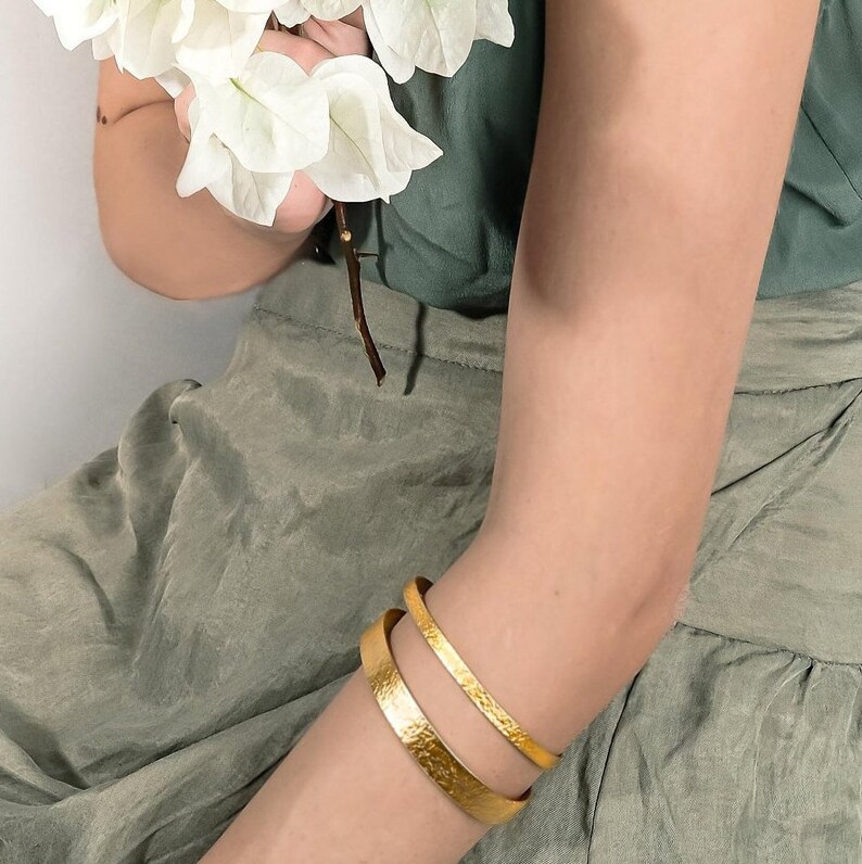 Textured Gold Bangle Set, Thin Gold Bangle Set, Textured Stacking ...