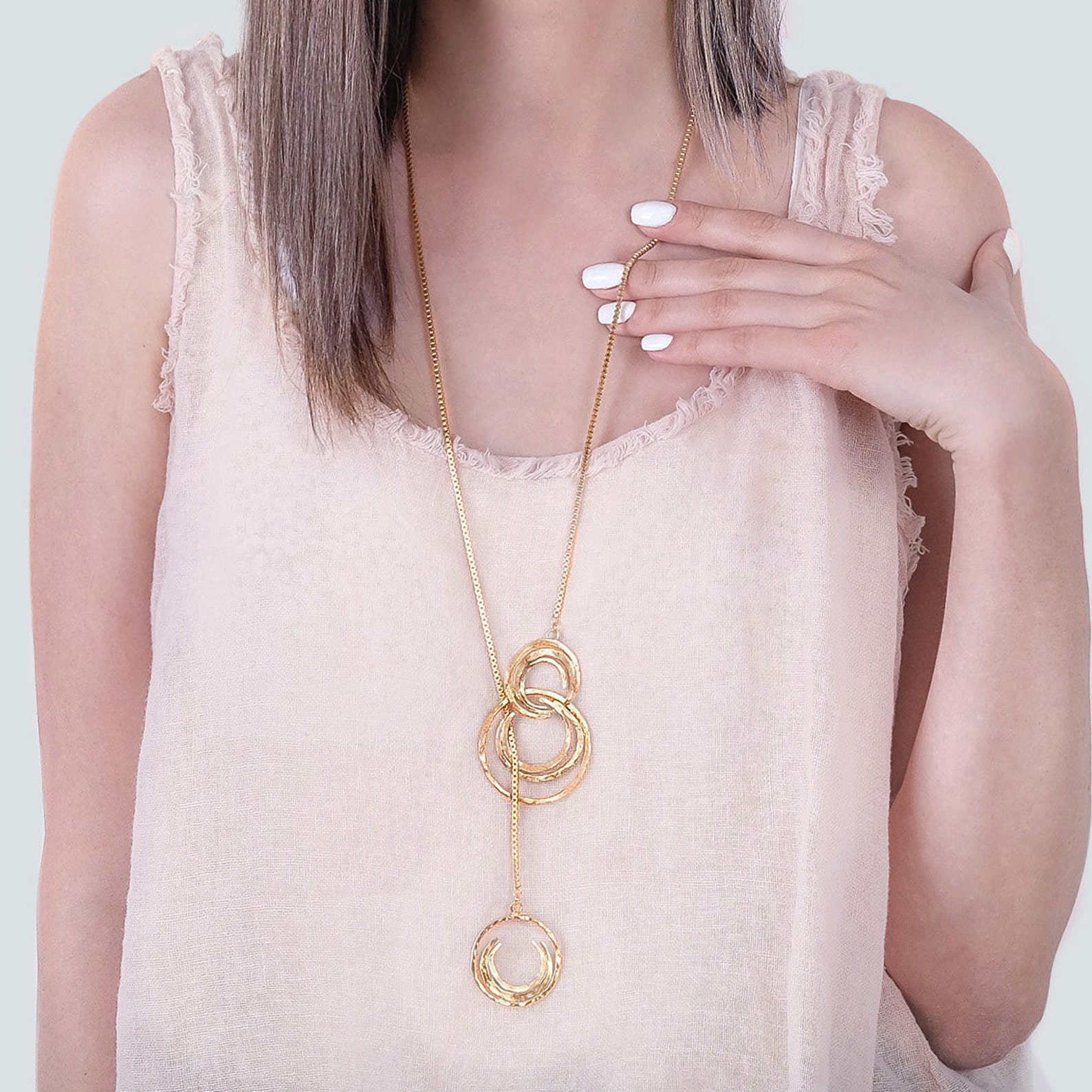 Long Gold Tie Necklace, Tie Necklace, Gold Tie Necklace, Gold Lariat ...