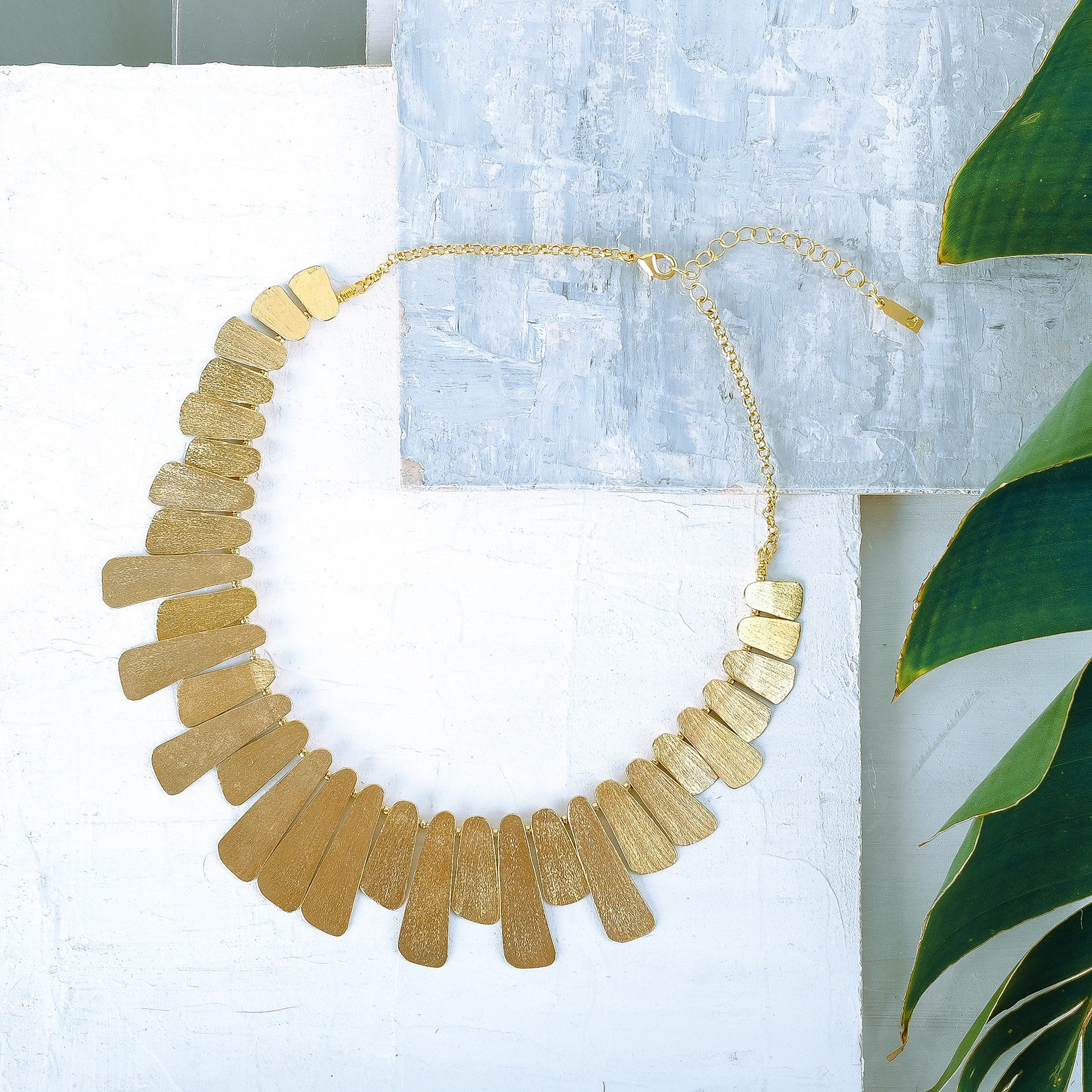 Statement Gold Necklace, Gold Geometric Necklace, Gold Abstract ...