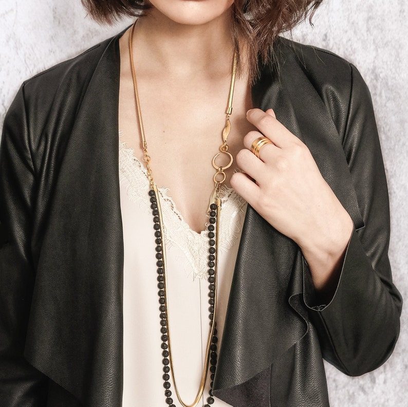 Adjustable Layered Band Textured Gold Ring Minimal | Etsy