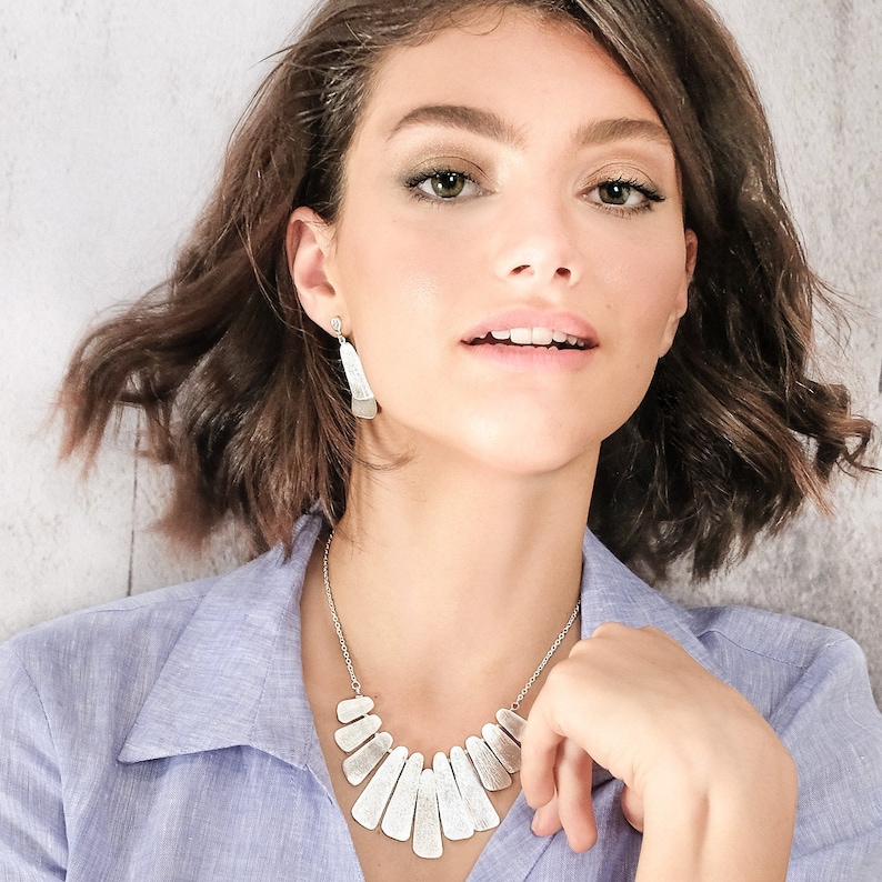 Silver Graduating Necklace Silver Necklace Silver Abstract - Etsy