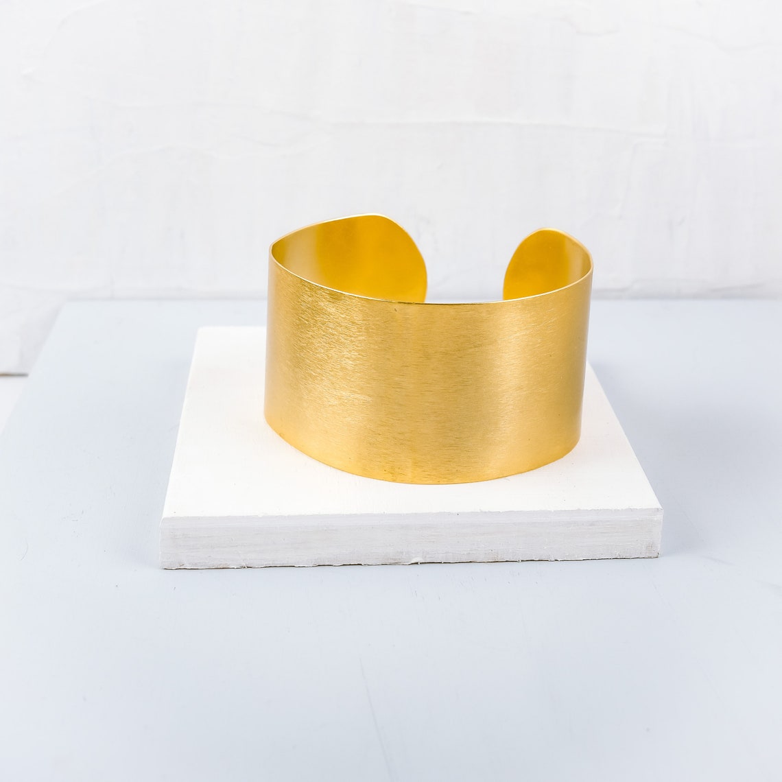 Wide Minimal Gold Cuff Bracelet, Wide Textured Adjustable Cuff, Golden ...