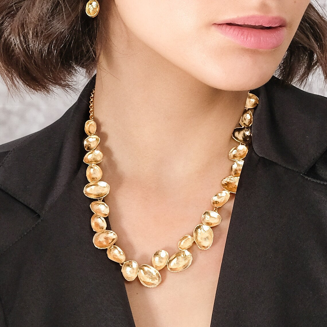 Statement Gold Short Necklace Delicate Gold Necklace Gold - Etsy