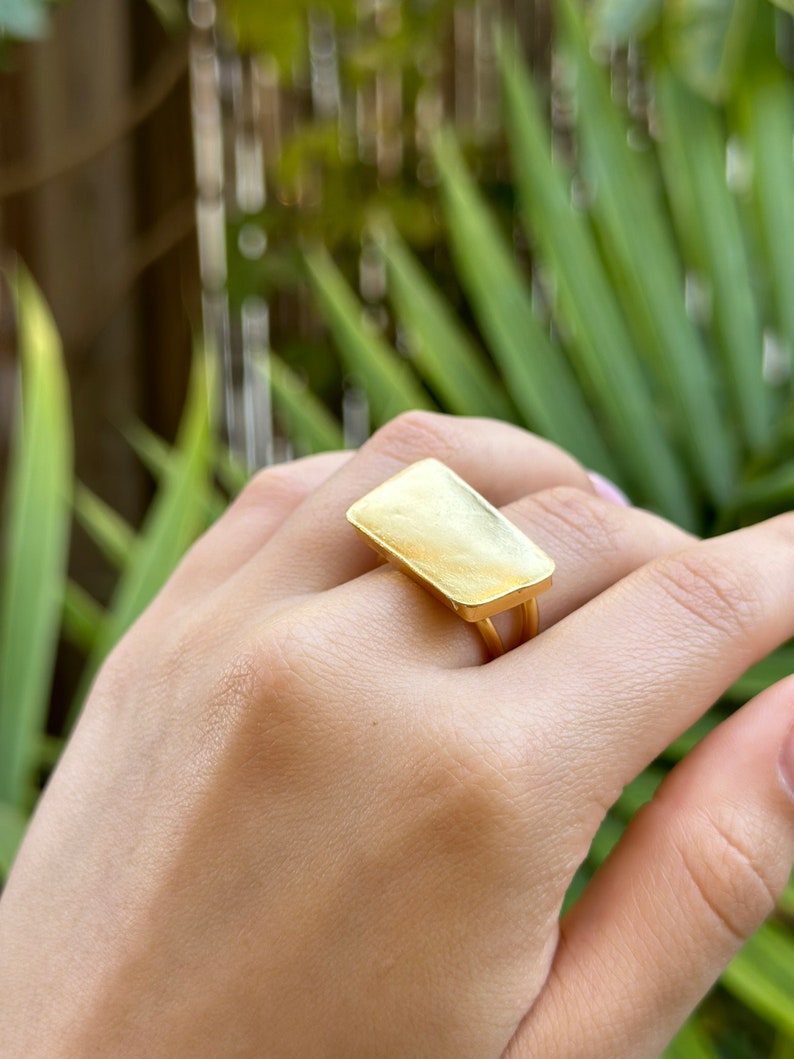 Adjustable Geometric Ring Gold Rectangular Ring Elegant - Etsy