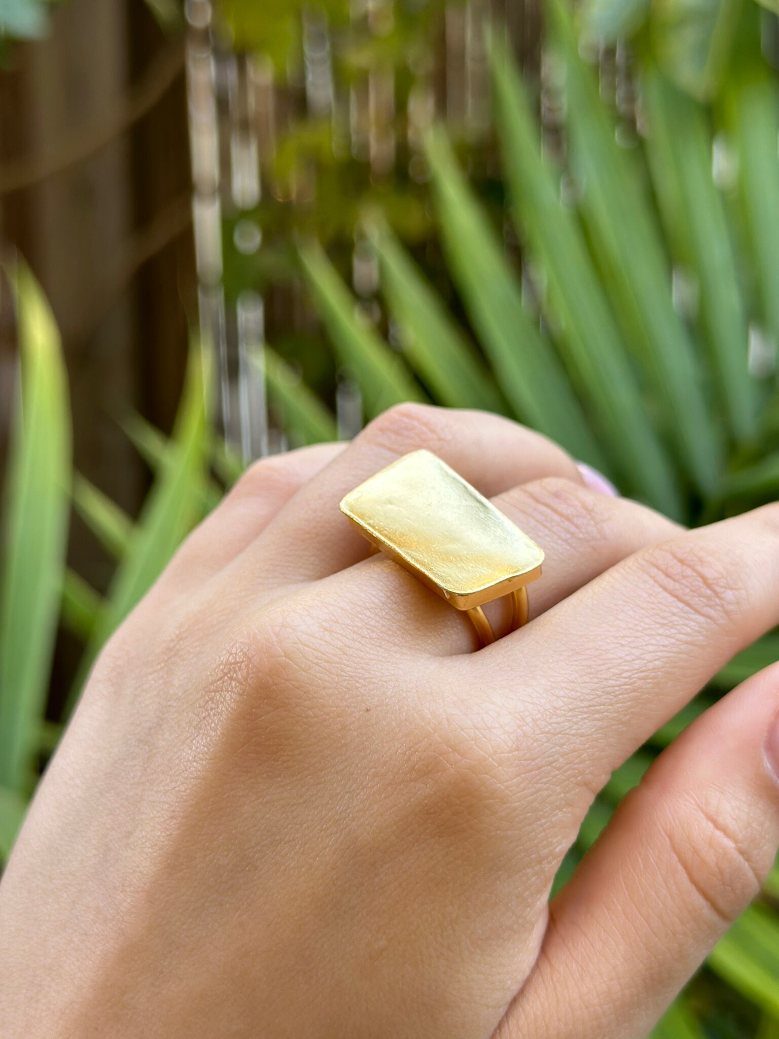 Adjustable Geometric Ring Gold Rectangular Ring Elegant - Etsy