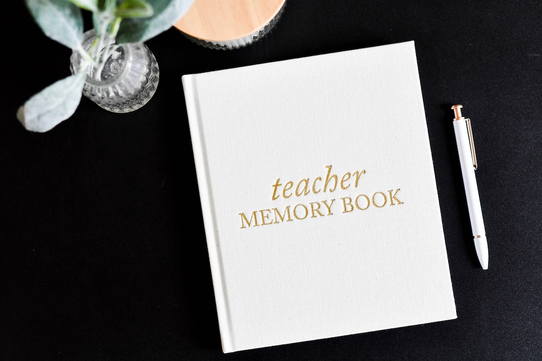 Linen Teacher Memory Book: Gold Foil Keepsake Journal - Etsy