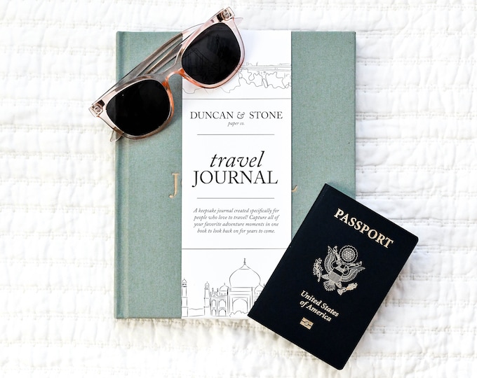 Personalized Travel Journal With Pockets and Envelopes, Choose Your Map ...