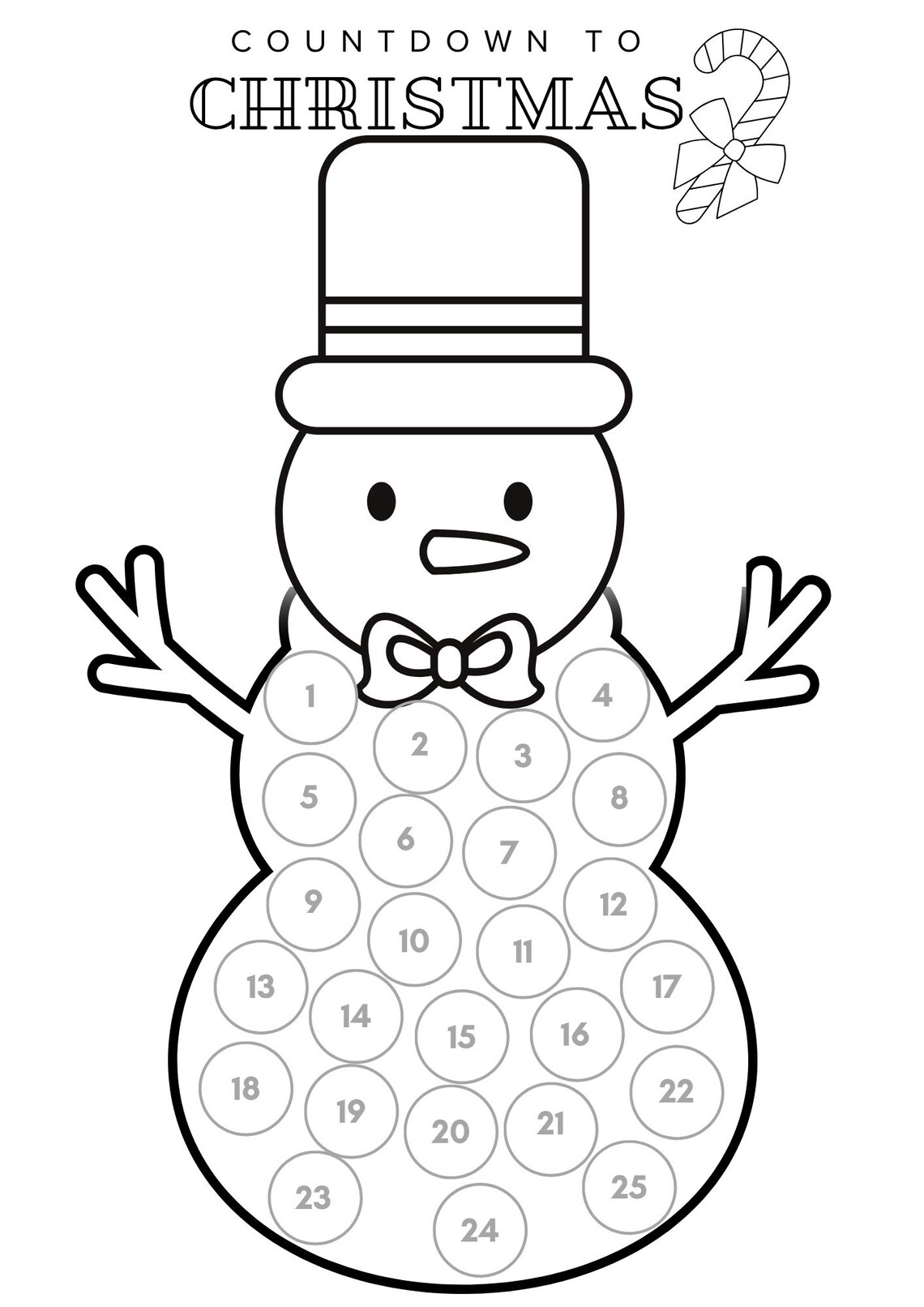 Christmas Countdown Printable Pack, Santa, Tree, Snowman (PDF) - Etsy