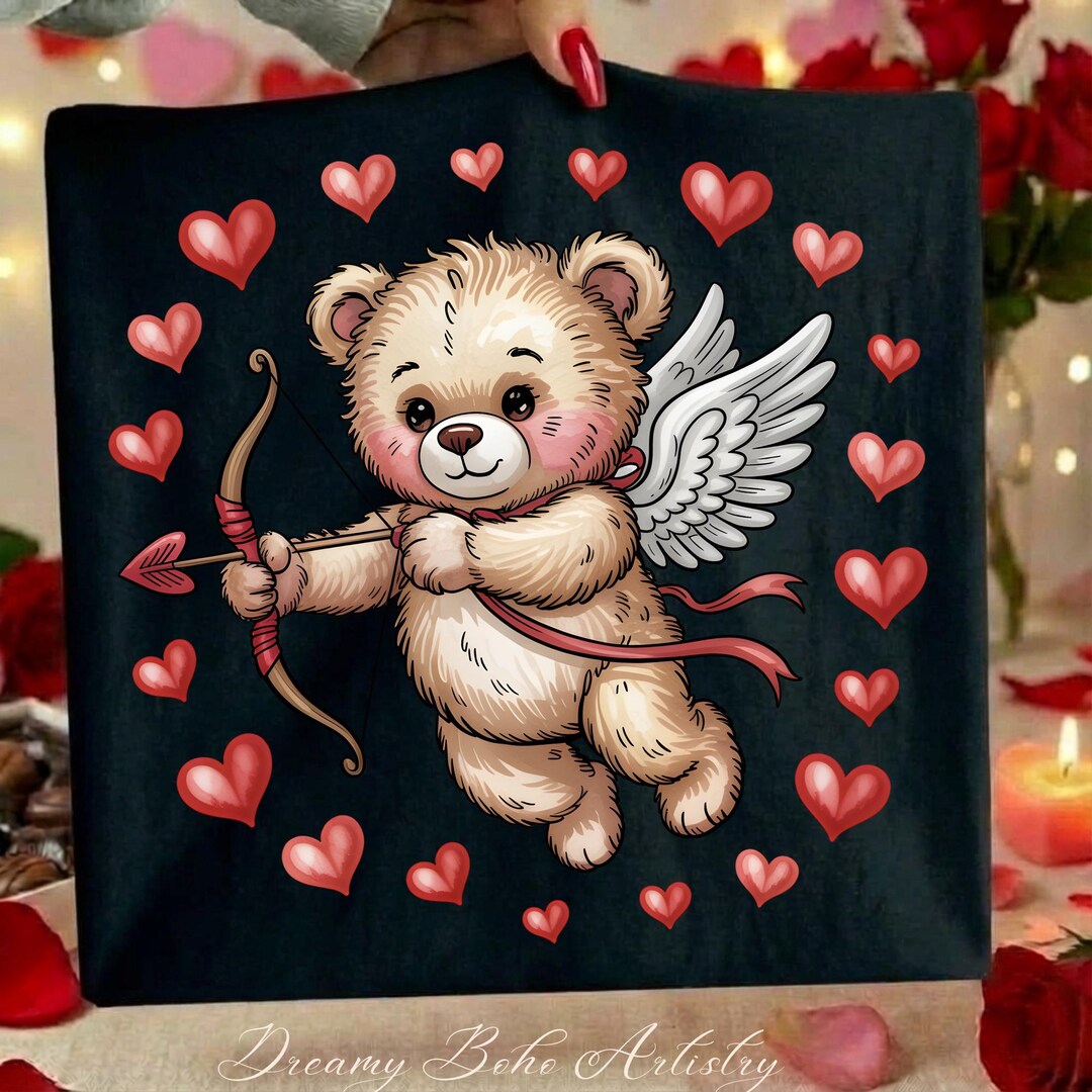 Cupid Teddy Bear Valentine PNG | Cute Valentine Bear With Wings ...