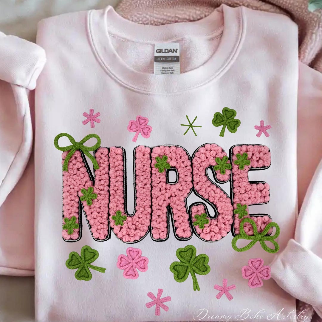 Nurse PNG | St Patrick’s Day Crochet Shamrock Design | Pink Green Pom ...