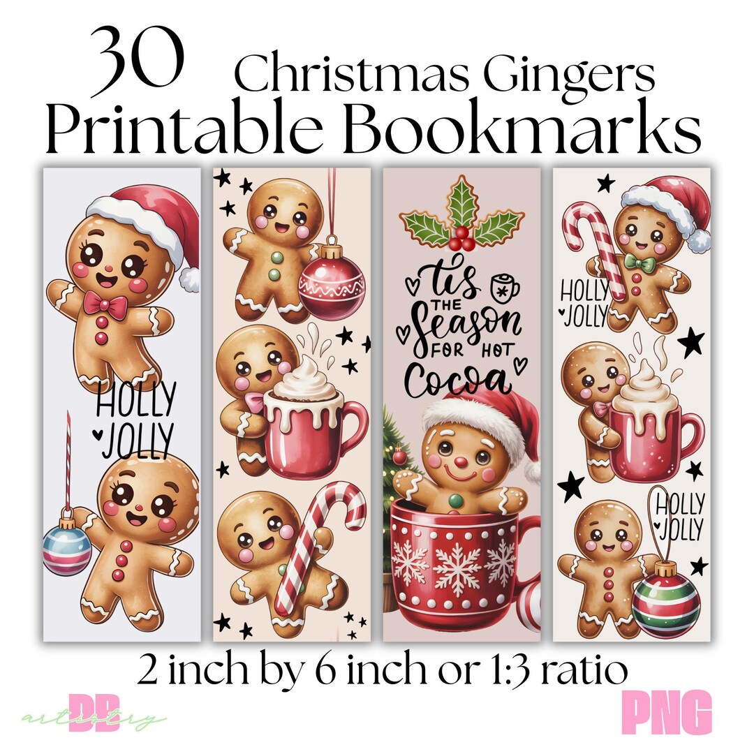 30 Christmas Gingers Bookmarks | Winter Gingerbread Bookmarks | Cozy ...