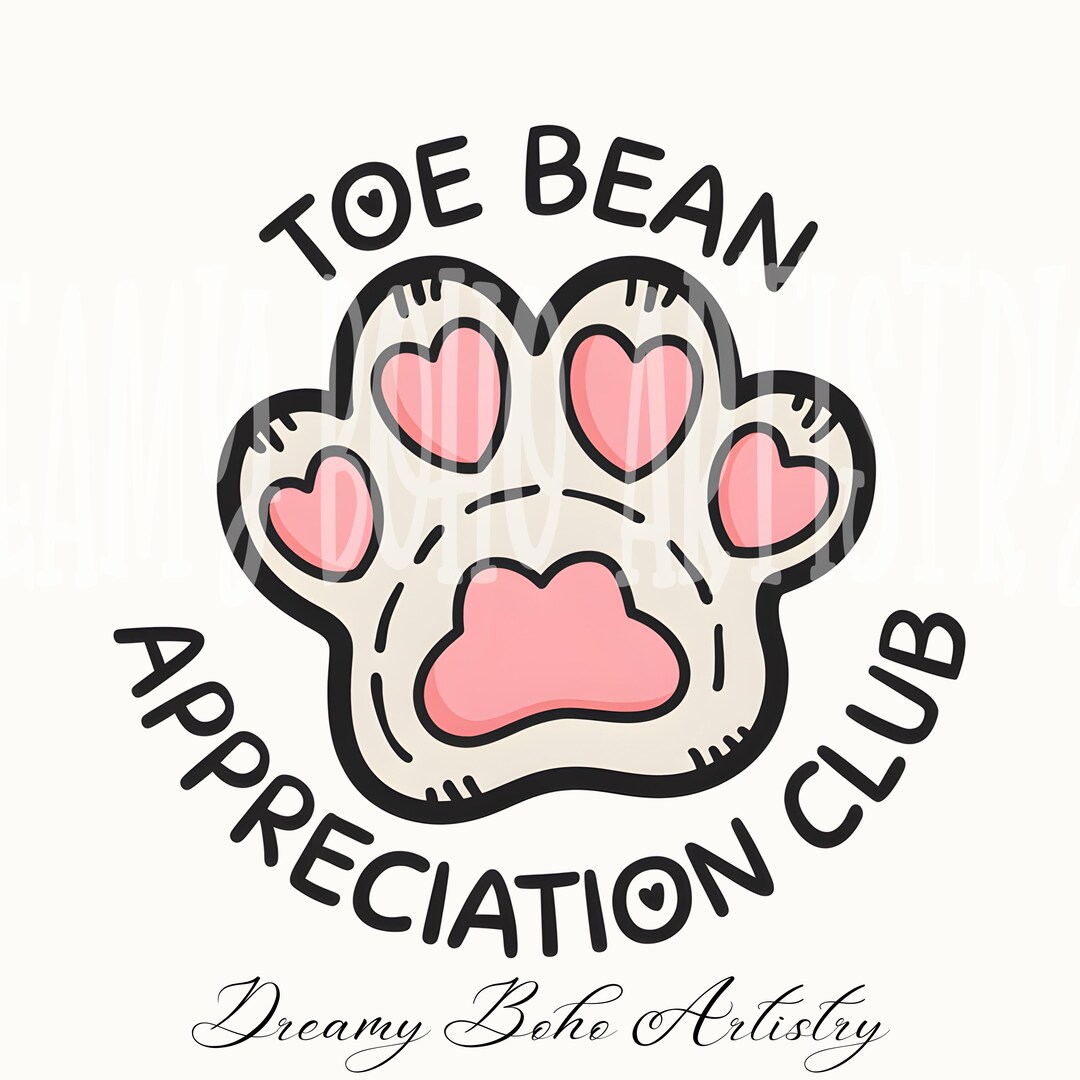 Toe Bean Appreciation Club Png, Book Lover Gift, Funny Cat Sublimation ...
