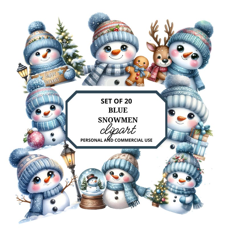 Snowmen Clipart - Etsy