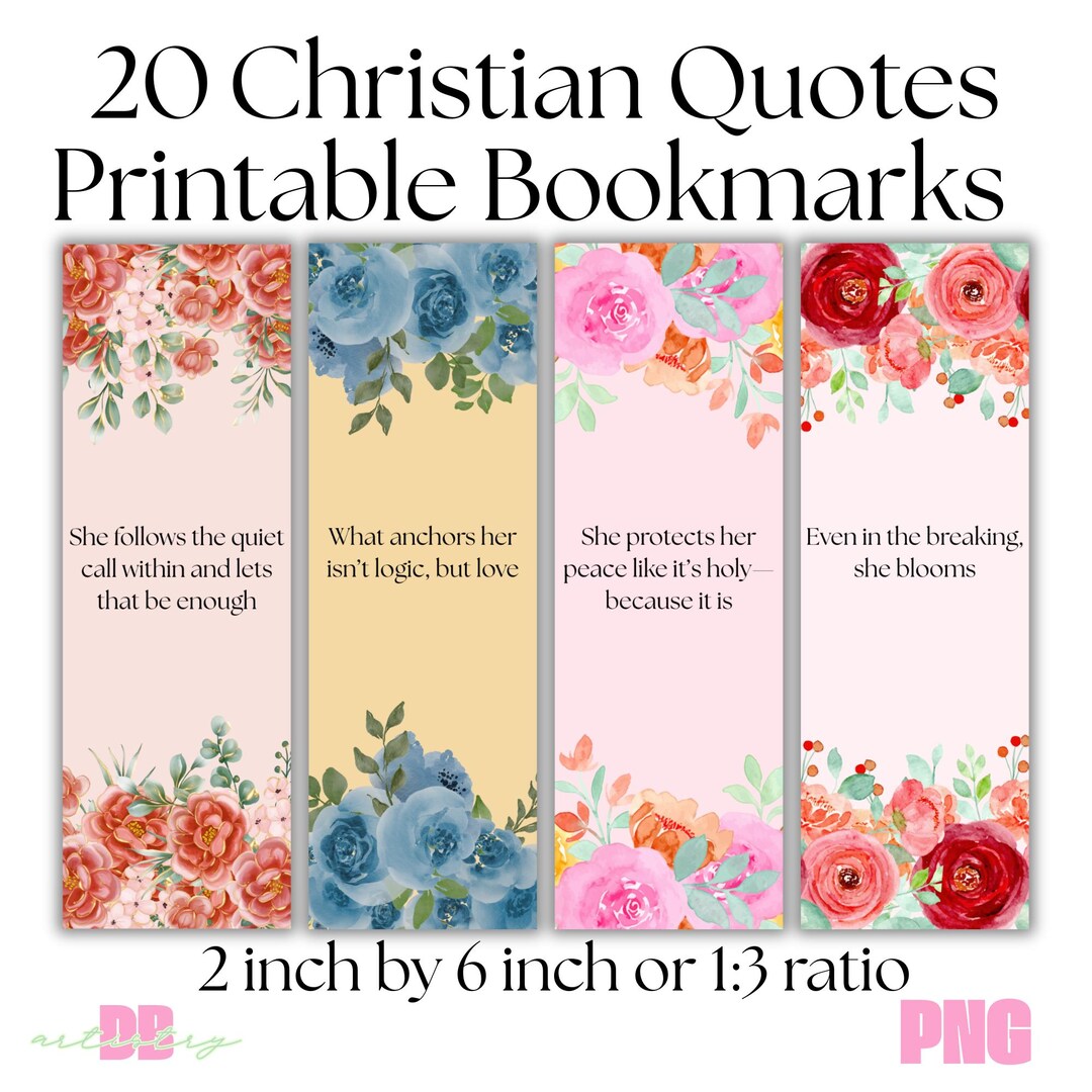 20 Faith Based Bookmark Bundle, Printable Floral Bookmark, Christian ...