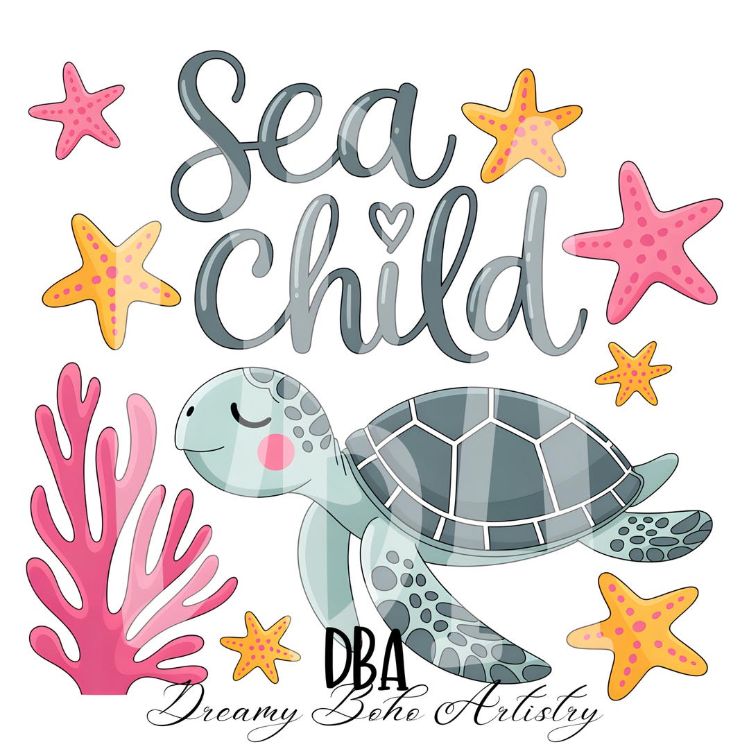 Sea Child Turtle PNG, Summer Png, Preppy Summer Ocean Png, Kids Beach ...
