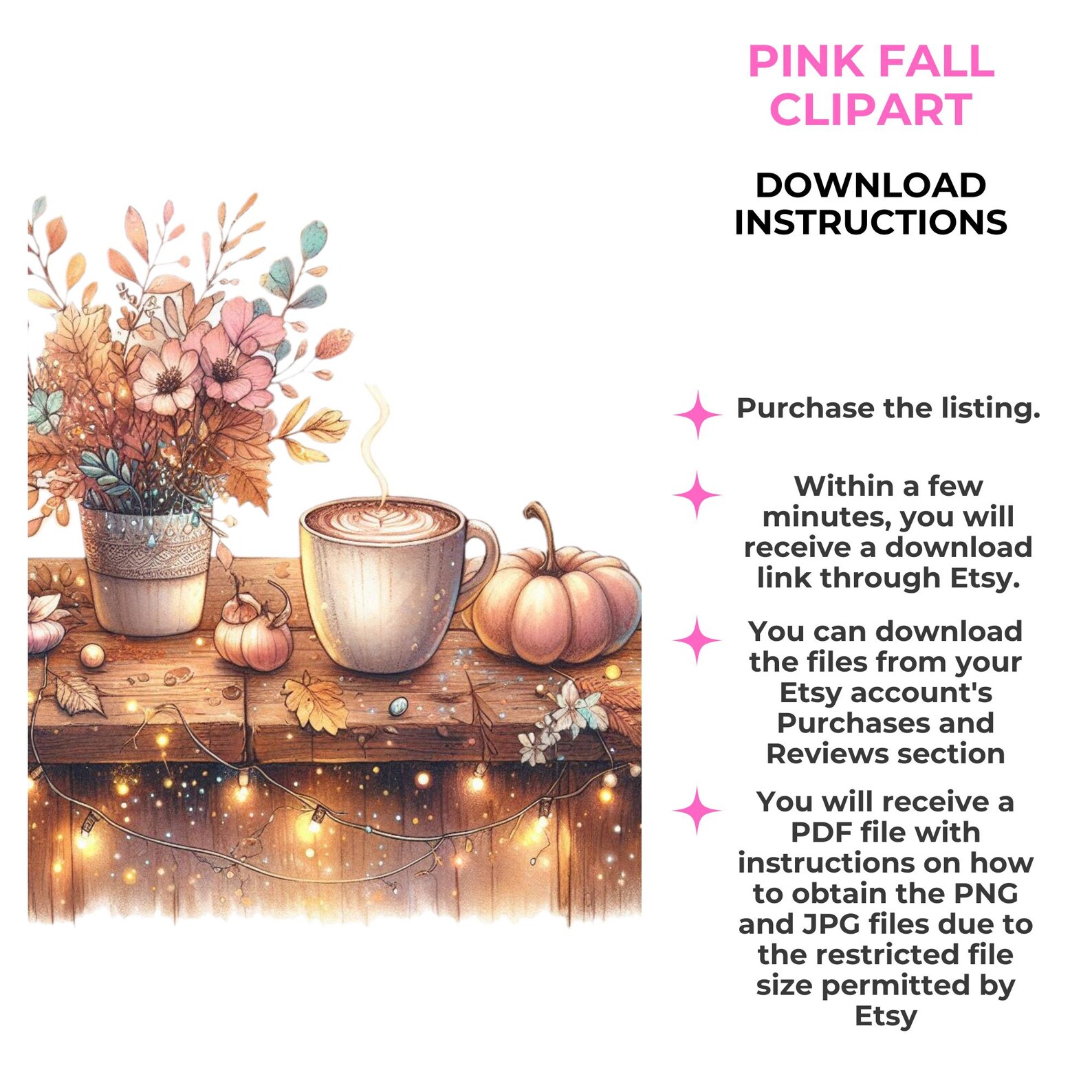 Watercolor CU Pink Fall Clip Art,clipart Png,watercolor Autumn Clipart ...