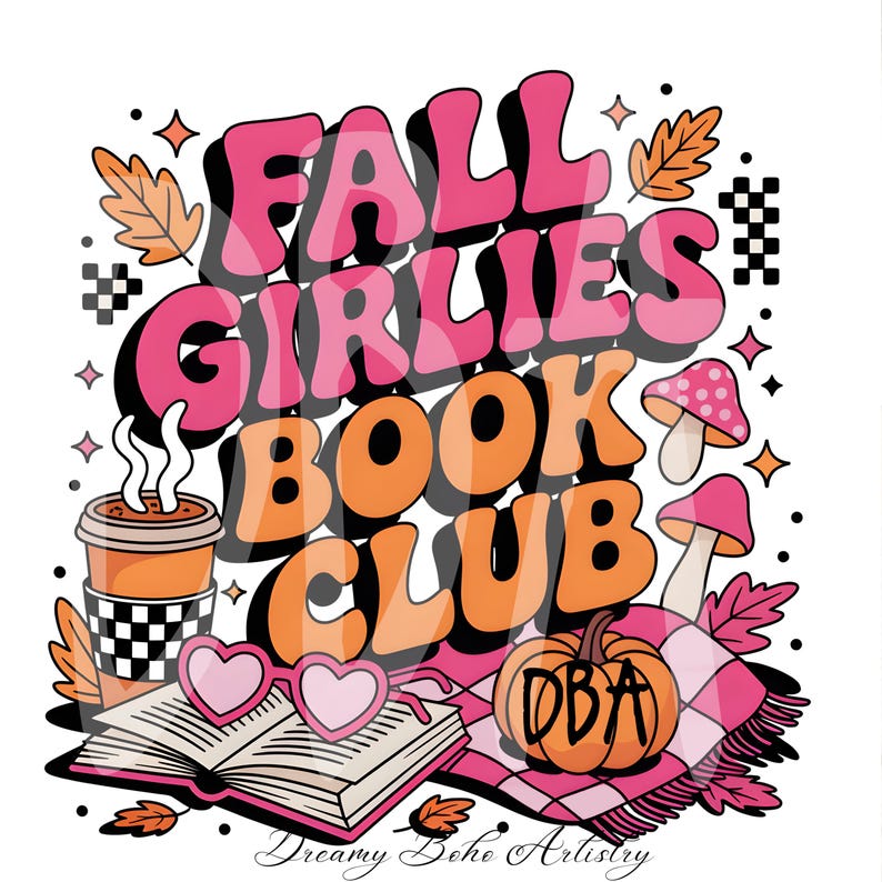 Fall Girlies Book Club PNG | Autumn Bookish Art | Digital Download - Etsy