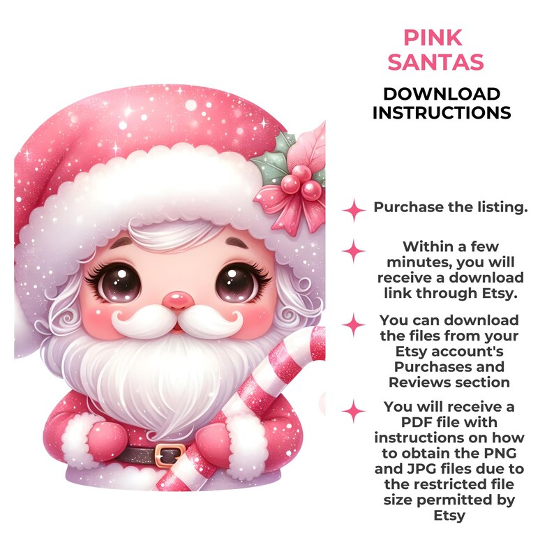 Sweet Santas Clip Art, Cute Santa Clipart, Pink Santa's Clipart, Pink ...