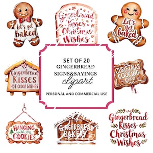Gingerbread Signs Clip Art, Christmas Sayings Clipart, Holiday Clipart ...