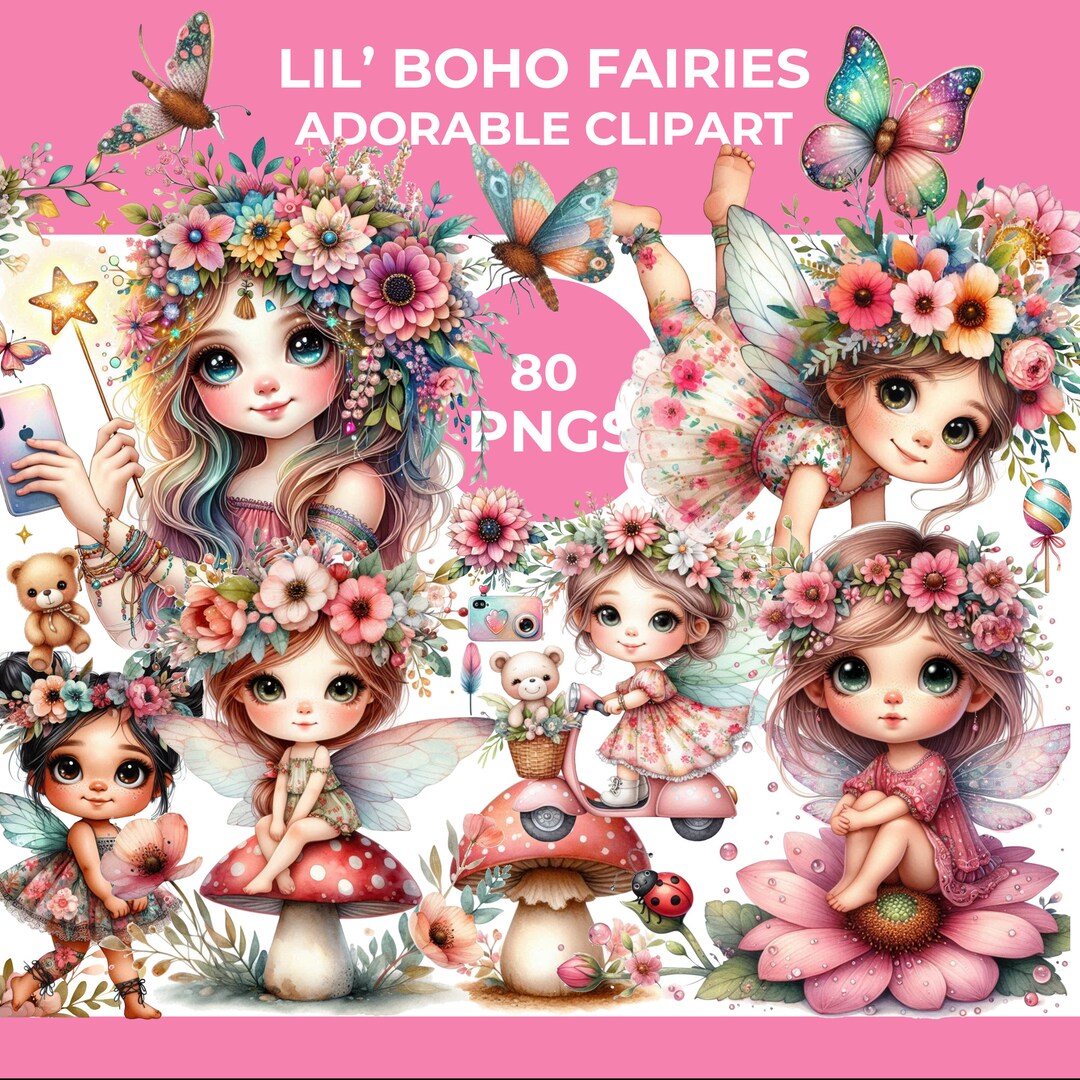 Adorable Little Fairy Clipart, Fairy PNG, Fairy Wall Art, Digital Fairy ...