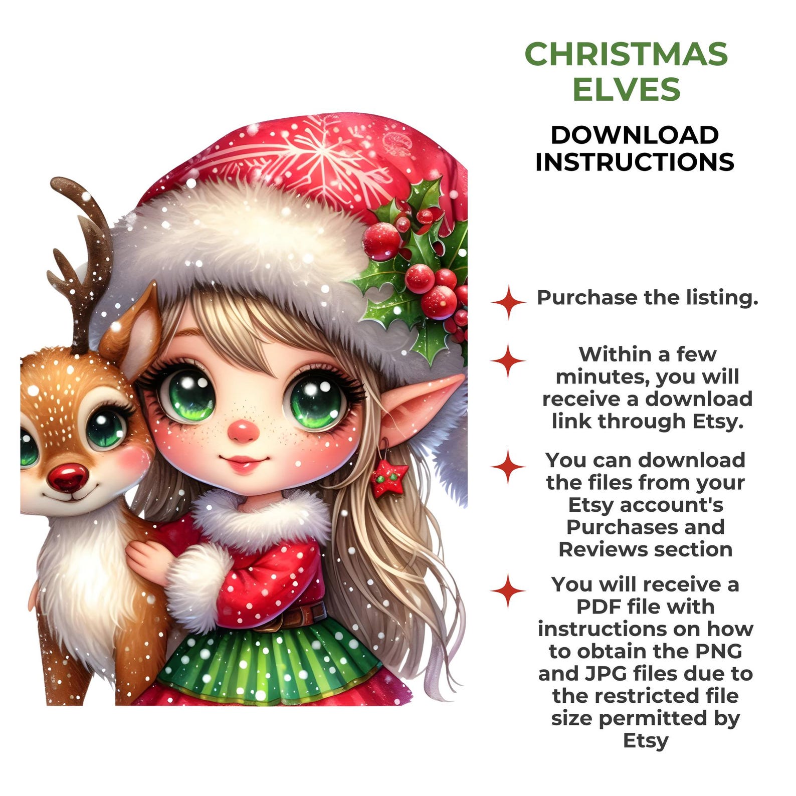 Christmas Elves Clip Art, Cute Elves Clipart, Sparkly Elves Clipart ...