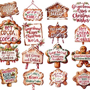 Gingerbread Signs Clip Art, Christmas Sayings Clipart, Holiday Clipart ...