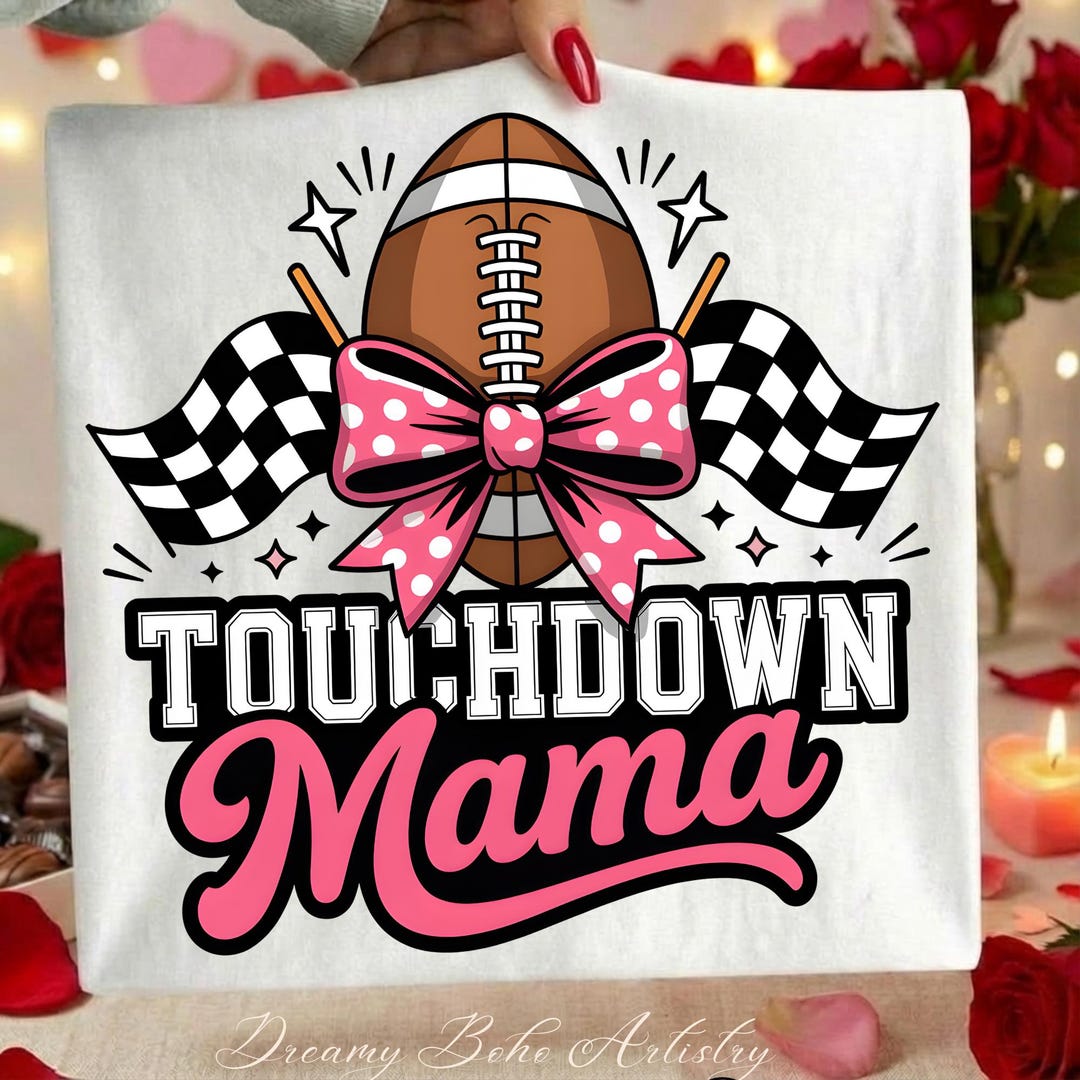 Touchdown Mama PNG | Football Mom Sublimation | Pink Bow Sports Design ...