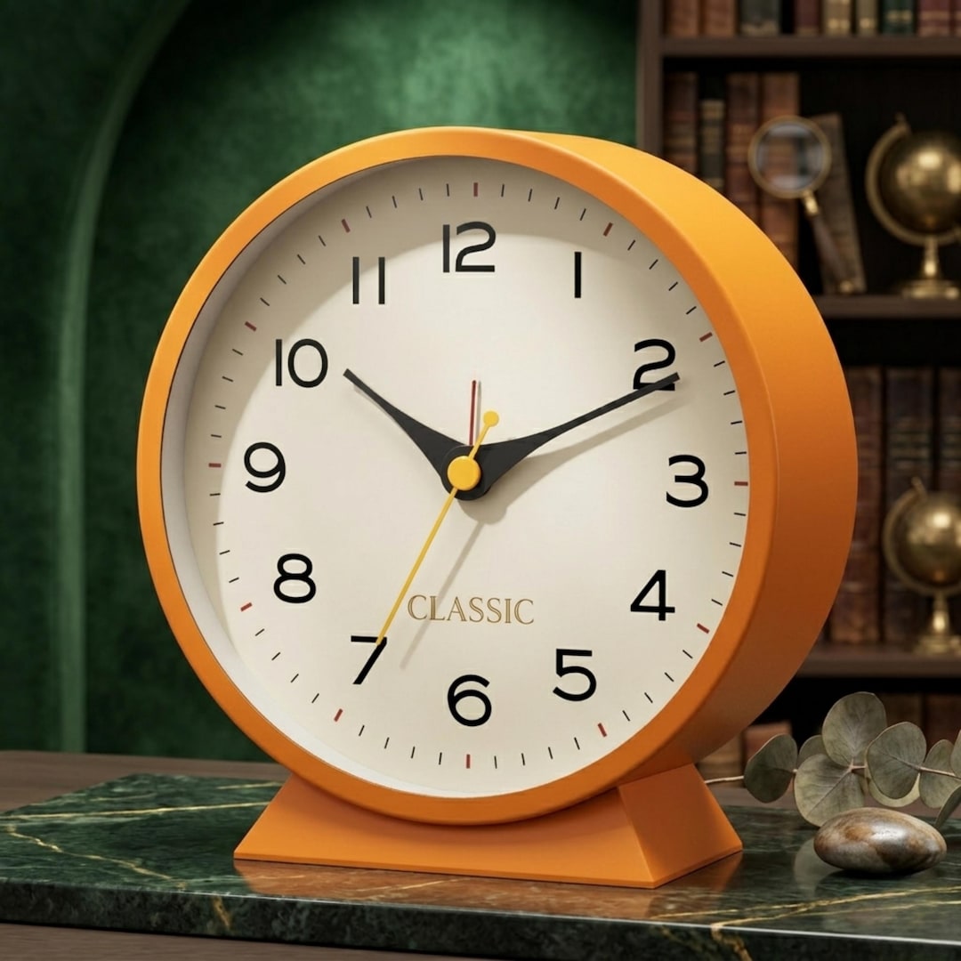 Retro Analog Alarm Clock, Silent Metal Desk Clock With Light (4.5 Inch ...