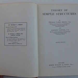 Vintage Textbook, Theory of Simple Structures, 1949, Free Shipping ...