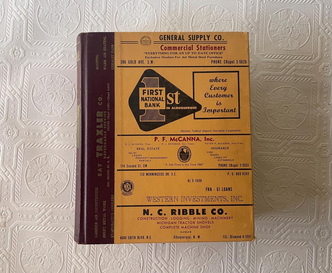 Vintage 1960 Albuquerque Telephone Book: Hudspeth's City Directory - Etsy