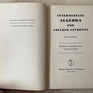 Vintage Textbook, Intermediate Algebra for College Students, Thurman ...