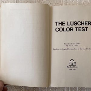 Vintage Book, the Luscher Color Test, Edited by Ian Scott, Based on ...